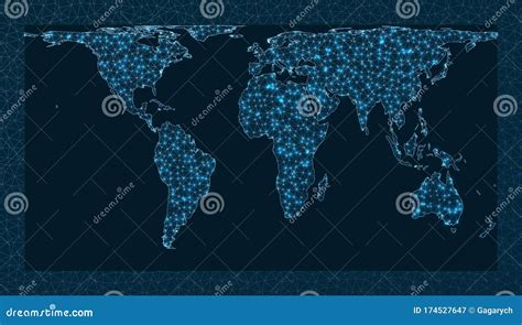 World Map Cylindrical Equal Area Projection Cartoon Vector 168584493