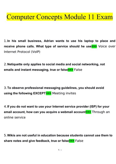 Computer Concepts Module 11 Questions And Answers Latest Correct