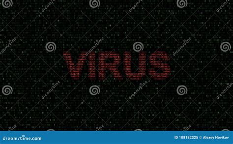 Virus Word Made Of Flashing Hexadecimal Symbols On Computer Screen Stock Video Video Of