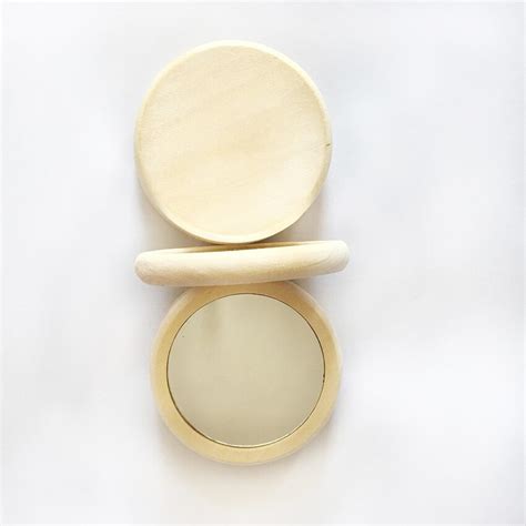 Wooden Small Round Mirror Portable Pocket Hd Mirro Vicedeal
