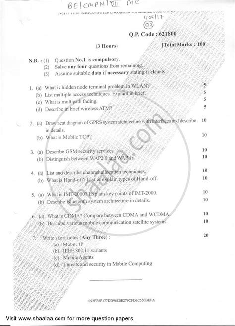 Mobile Computing 2016 2017 Be Computer Engineering Semester 7 Be