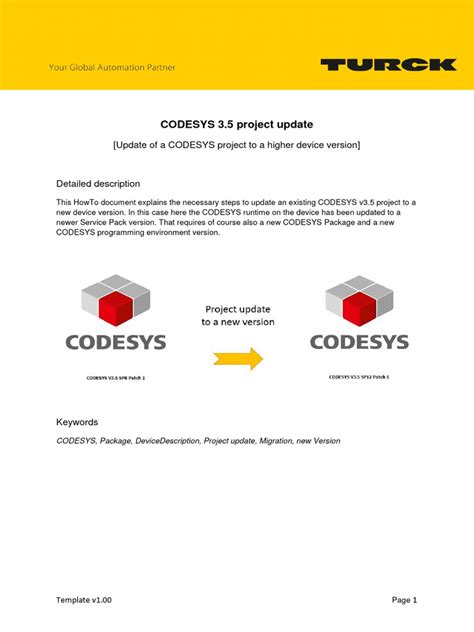 Howto Codesys Project Update V100 Pdf Specification Technical
