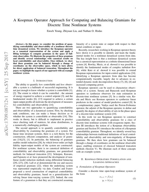 [pdf] A Koopman Operator Approach For Computing And Balancing Gramians For Discrete Time