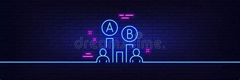 Ab Testing Line Icon Ui Test Chart Sign Neon Light Glow Effect