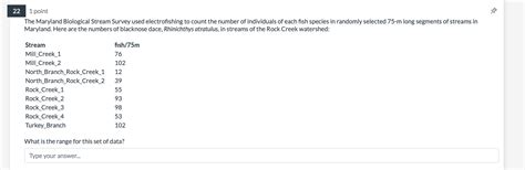Solved 1 Point The Maryland Biological Stream Survey Used