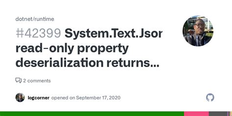 Systemtextjson Read Only Property Deserialization Returns Default Value · Issue 42399