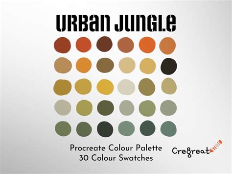 Procreate Swatch Urban Jungle Color Palette Instant Download 30
