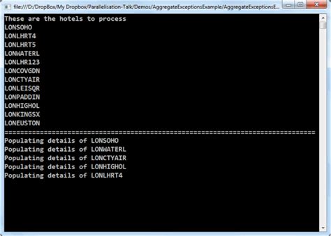 Parallelisation Talk Example Aggregate Exceptions The Blog Of Colin