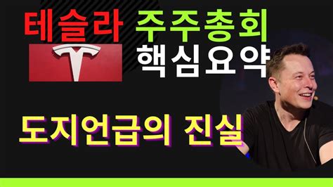 세기에 한번 나올까 하는 테슬라 주주총회 핵심내용⚠️ 일런머스크 도지코인 언급내용의 진실 Youtube