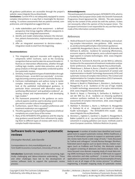 Pdf Software Tools To Support Systematic Reviews