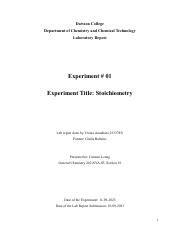 Stoichiometry Lab Report Experiment On Sodium Chloride Yield Course Hero