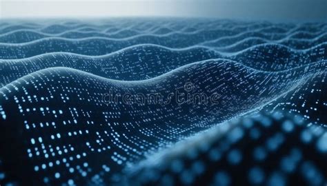 Abstract Futuristic Digital Wave Binary Code Particles Flowing In