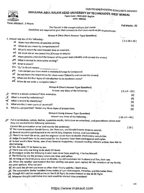 Btech 2 Sem English Hmhu201 2024 Pdf