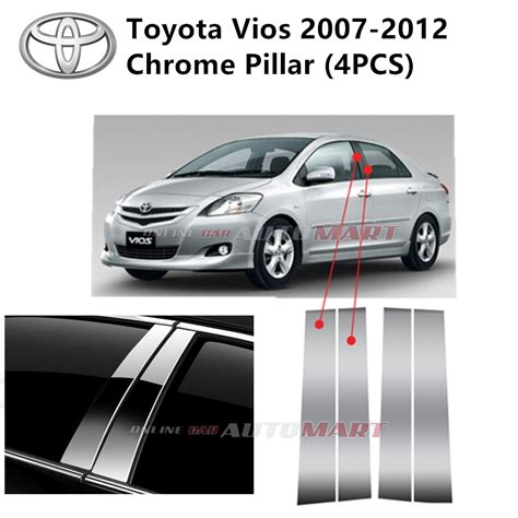 Toyota Vios Yr 2007 2013 Car Chrome Door Window Pillar Trim Panel