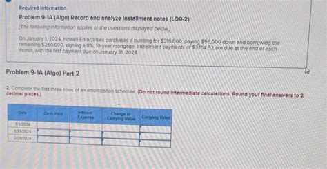 solved requlred information problem 9 1a algo record and