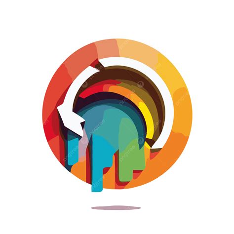 Circular Design With Rainbow Color Arrow And Outline Vector A Simplistic Colorful Icon Of