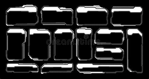 White Futuristic Hud Ui Elements Sci Fi User Interface Text Boxes Callouts Stock Vector