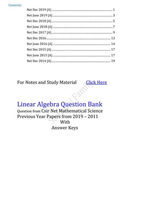 Linear Algebra Previous Year Questions Of Csir Net Mathematical Science