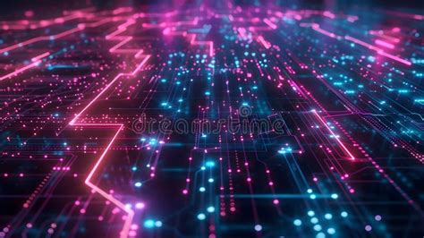 A Glowing Pink And Blue Circuit Board Pattern Abstract Design Technology Futuristic Modern