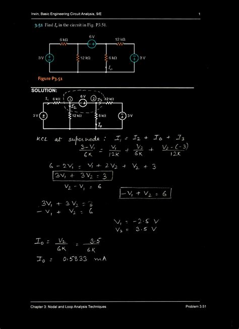 Solution Solutions To Nodal And Loop Analysis Techniques Problems Circuit Analysis Part 03