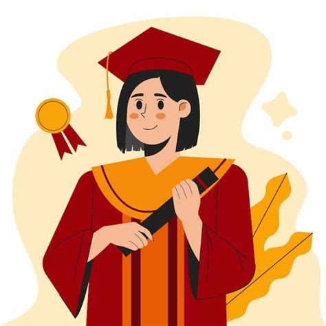 졸업 벡터 일러스트 레이 션 프리미엄 벡터