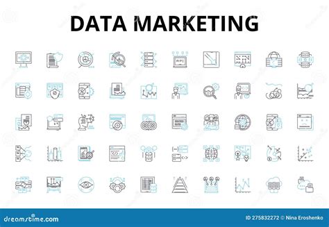 Data Marketing Linear Icons Set Analytics Segmentation Personalization Automation Metrics