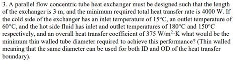 Solved A Parallel Flow Concentric Tube Heat Exchanger Chegg