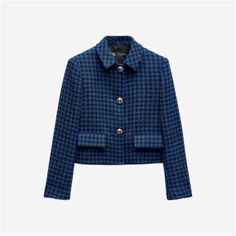 W 자라 하운드투스 스트럭처 블레이저 블루 블랙 Zara Kream