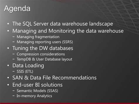 Microsoft Sql Server Data Warehouses For Sql Server Dbas Ppt