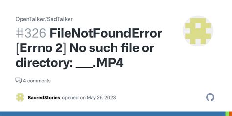 Filenotfounderror Errno 2 No Such File Or Directory Mp4 · Issue 326 · Opentalker