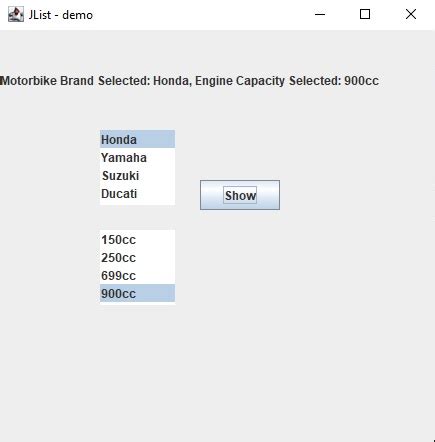 Jlist Java Swing Java Java Swing Ooad Mis Dsa Online Academy