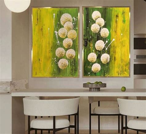 Abstract Flower Wall Art Original Abstract Acrylic Painting Allium