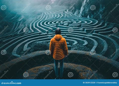 Person Navigating A Maze Or Labyrinth Symbolizing Problem Solving And