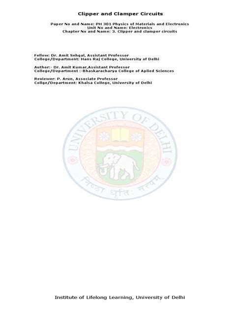 Clipper And Clamper Circuits Pdf