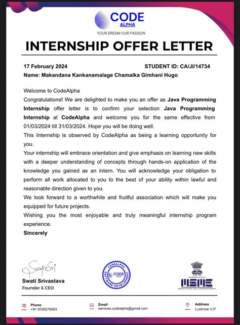 Codealpha Javaprogramming Internship Chamalka Gimhani