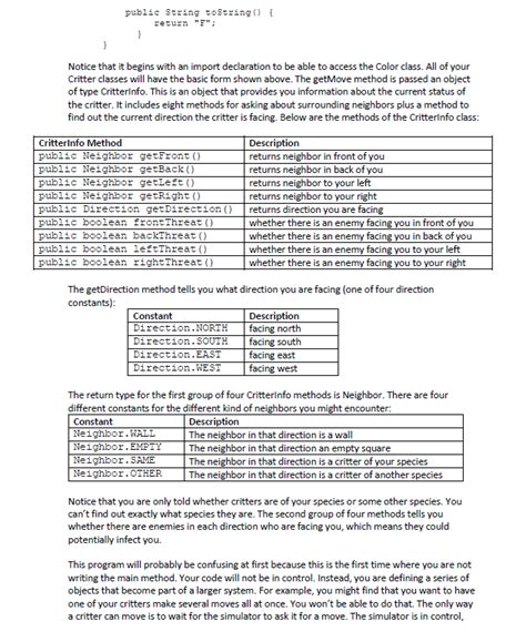 Solved 1 40 Points Critters1 This Assignment Will Give