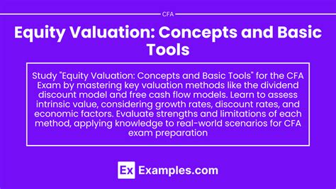 Equity Valuation Concepts And Basic Tools Notes And Practice Questions Cfa Examples