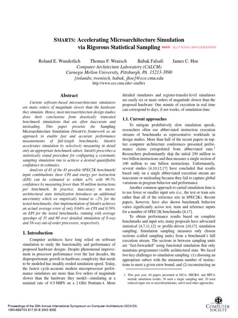 Smarts Accelerating Microarchitecture Simulation Via Rigorous