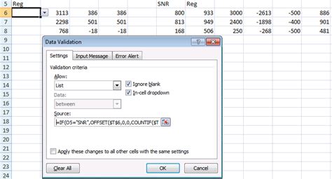 Vba Data Validation Excel Offset Of Current Cell For Two Columns Snr