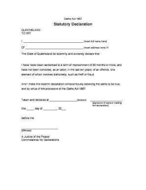 22 Printable Statutory Declaration Form Qld Templates Fillable Samples In PDF Word To