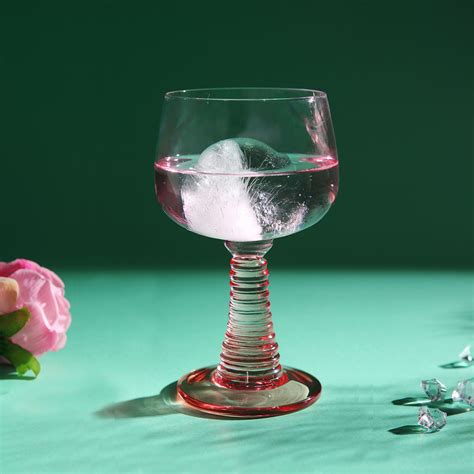 마시피렌체 레트로 아트글라스 와인잔 폴링핑크