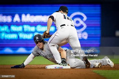 New York Yankees Center Fielder Harrison Bader Steals Second Base News Photo Getty Images