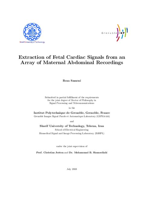 Pdf Extraction Of Fetal Cardiac Signals From An Array Of Maternal Abdominal Recordings