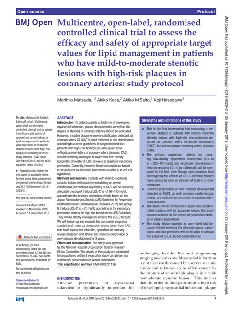 Pdf Multicentre Open Label Randomised Controlled Clinical Trial To Assess The Efficacy And