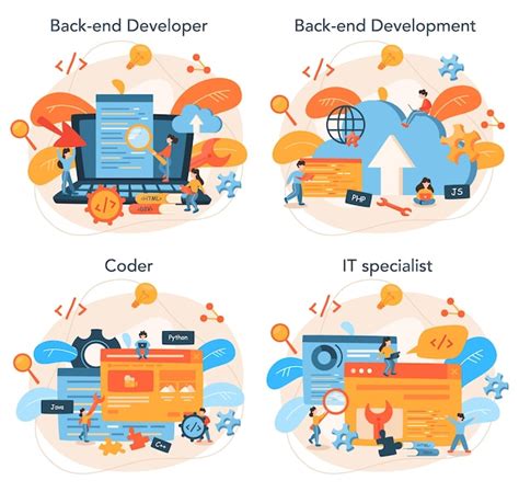 Premium Vector Back End Development Concept Set