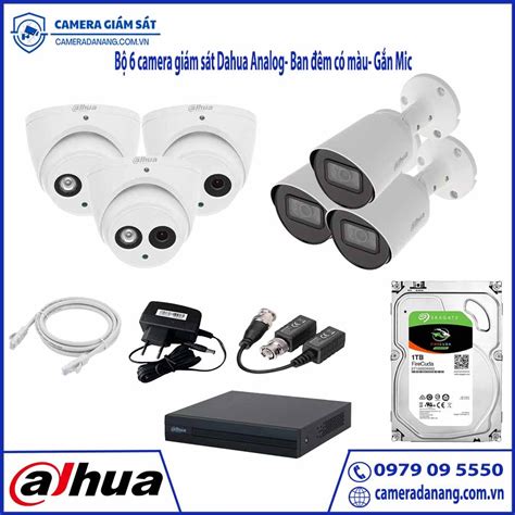 Bộ 6 Camera Giám Sát Dahua Analog Ban đêm Có Màu Gắn Mic
