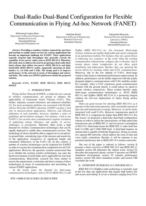 Pdf Dual Radio Dual Band Configuration For Flexible Communication In Flying Ad Hoc Network Fanet