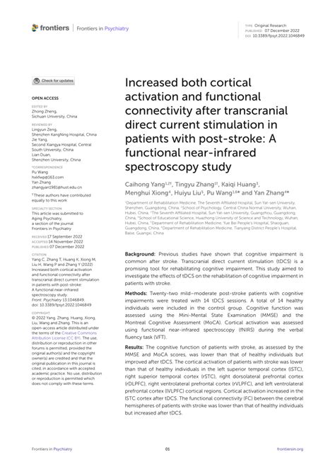 Pdf Increased Both Cortical Activation And Functional Connectivity After Transcranial Direct