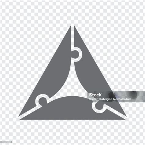 간단한 아이콘 회색 다각형 퍼즐 투명 한 배경에 세 조각의 간단한 삼각형 퍼즐 평면 디자인입니다 벡터 일러스트 레이 션