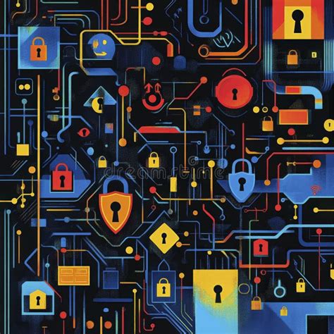 Secure Internet Network Illustration Digital Art Cybersecurity Abstract Colorful Design Network